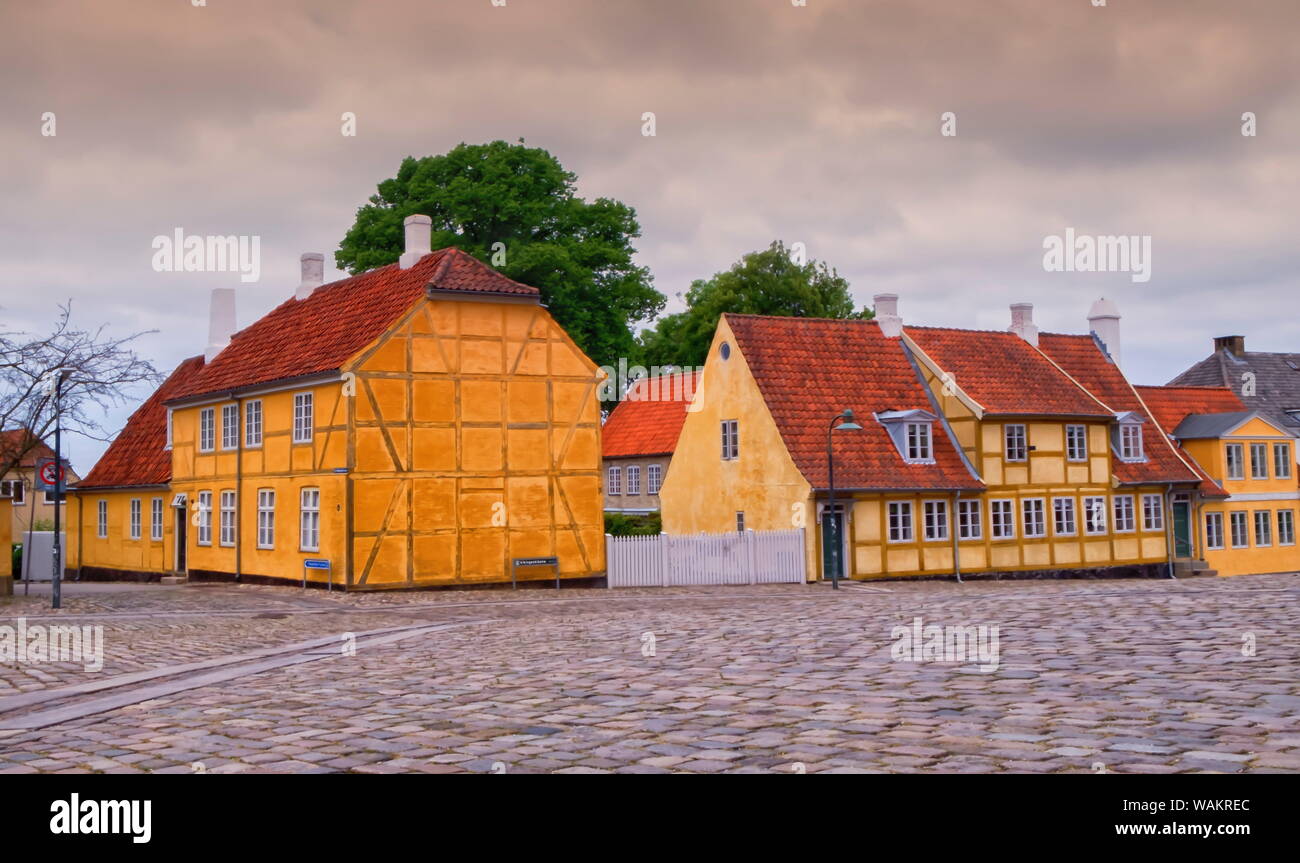 Colorful historical danish buildings in Roskilde, Denmark Stock Photo ...