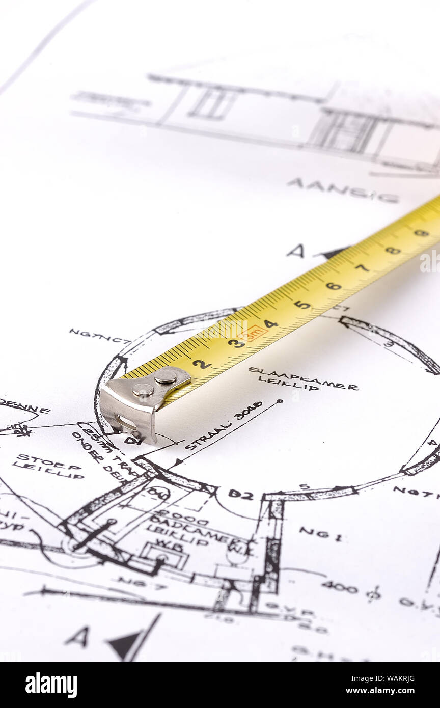Measuring tape on floor plan hi-res stock photography and images - Alamy