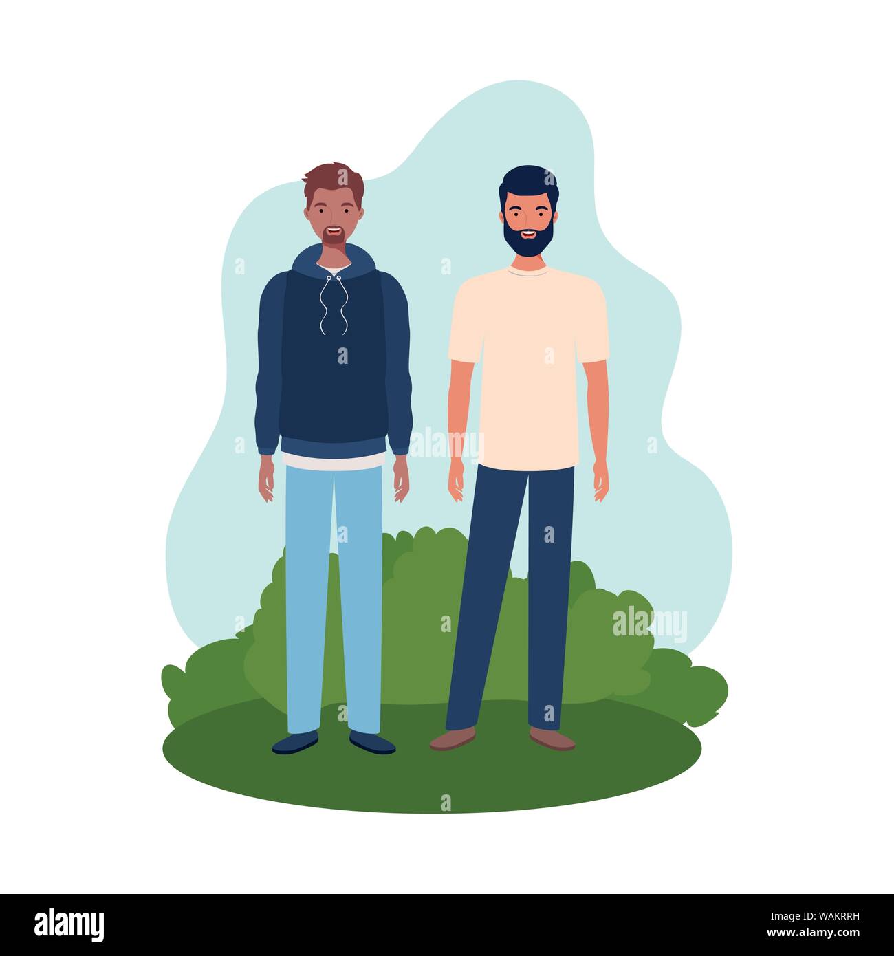 young men standing with landscape background Stock Vector Image & Art ...