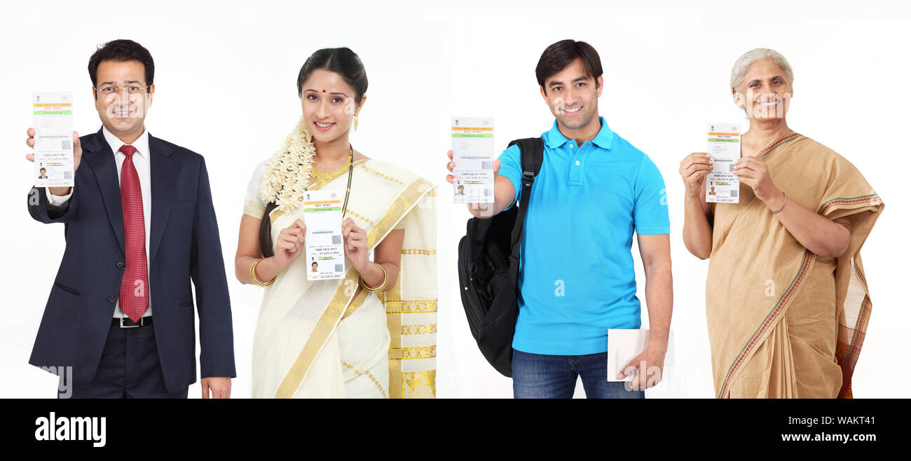 Indian people showing their Aadhar cards Stock Photo - Alamy