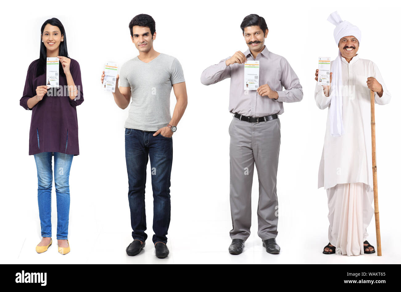 Indian people showing their Aadhar cards Stock Photo - Alamy