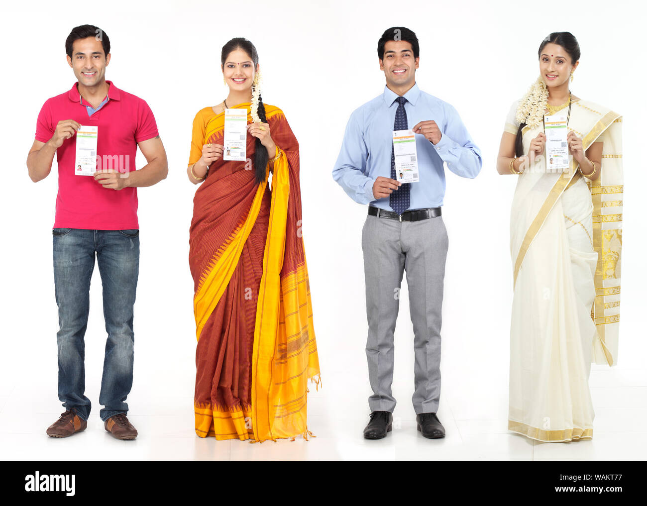 Indian people showing their Aadhar cards Stock Photo - Alamy