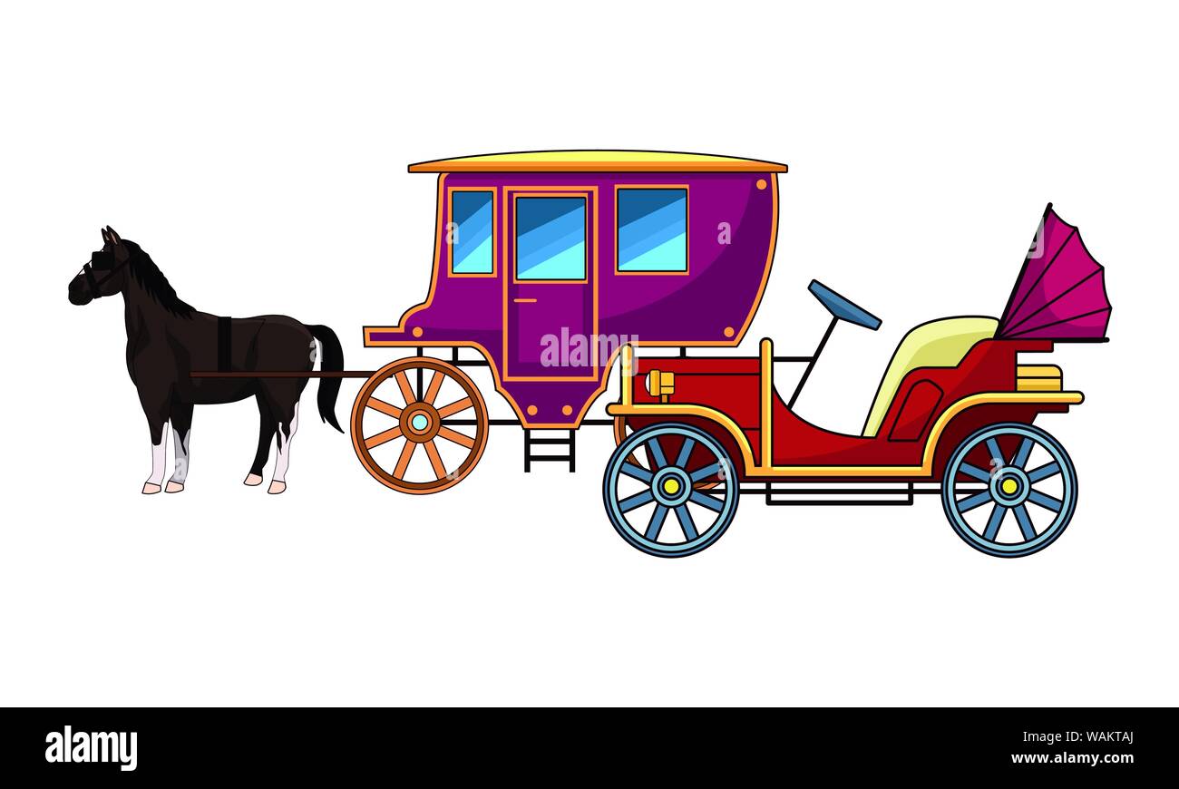 Two horse carriage Stock Vector Images - Alamy