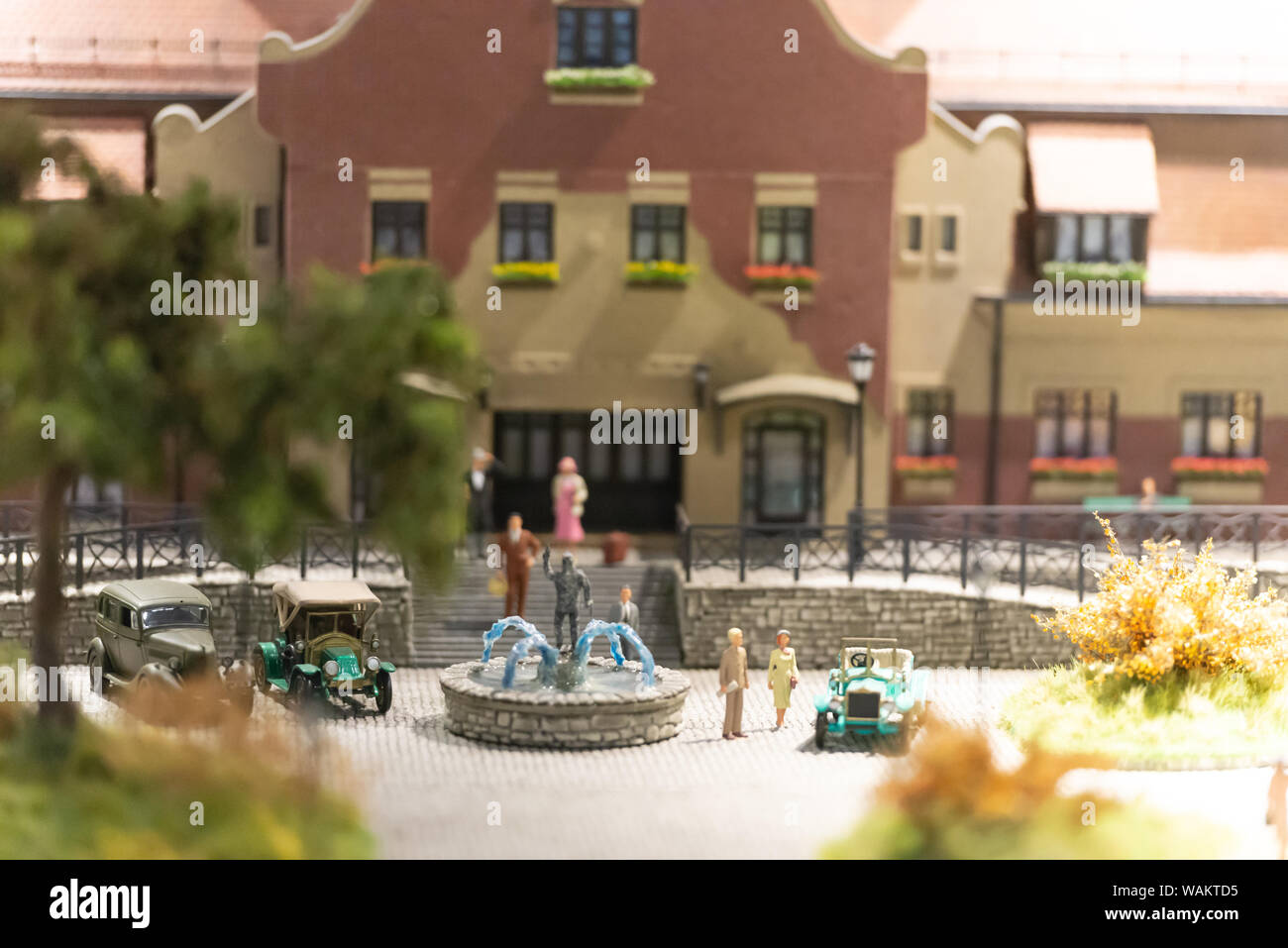 The layout of the city. Miniature model of the city square with a ...