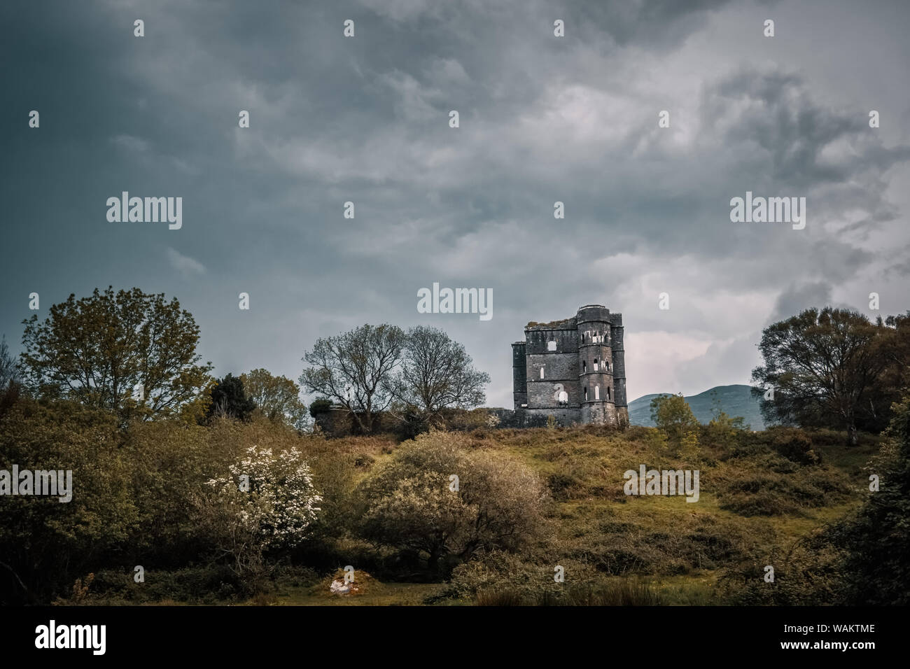 Ruins of Glenbeigh Tower Castle a mansion built by Lord Headley Wynne ...