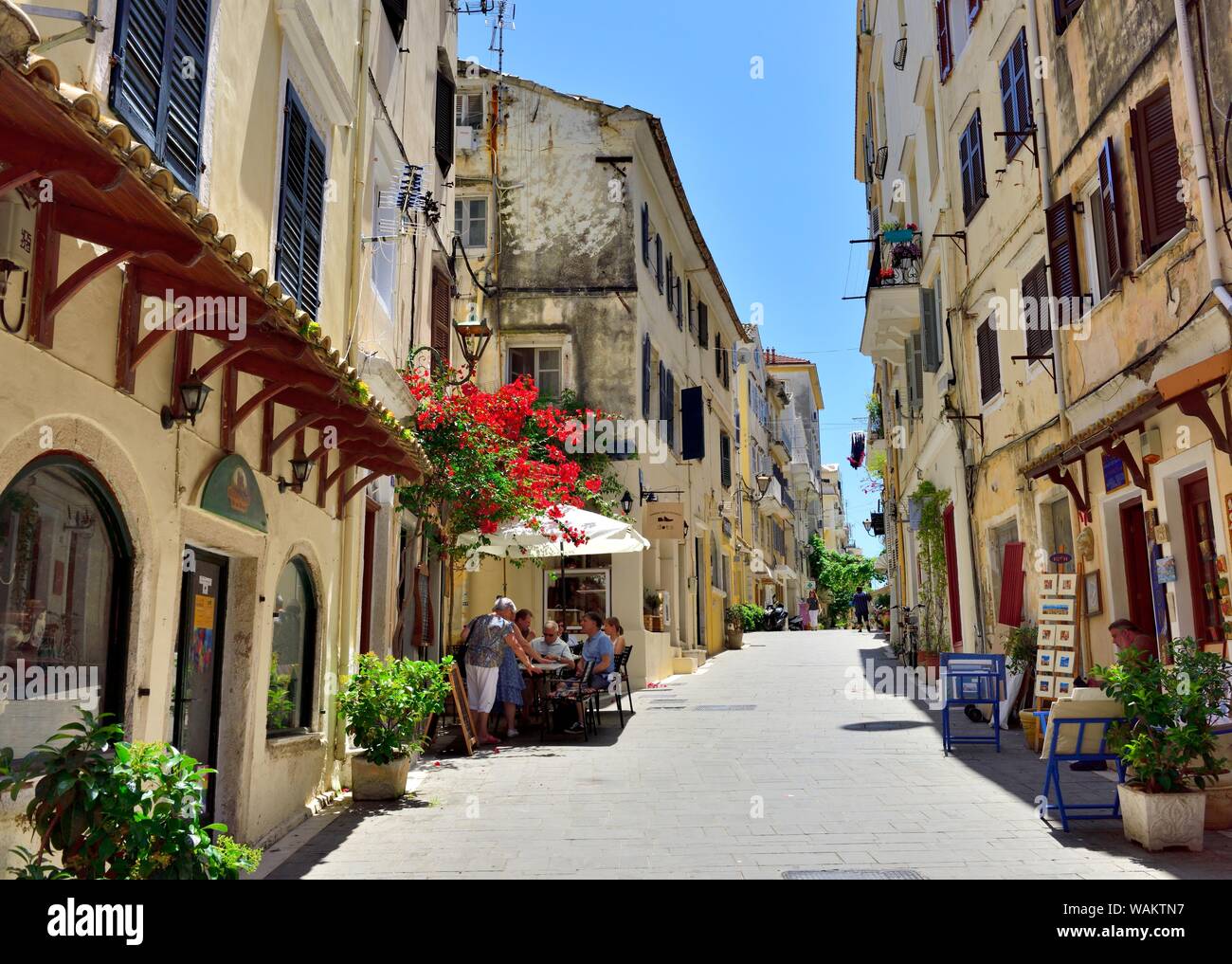 Cafe,Restaurant,street scene,Corfu old town,Kerkyra,Corfu,Greece Stock ...