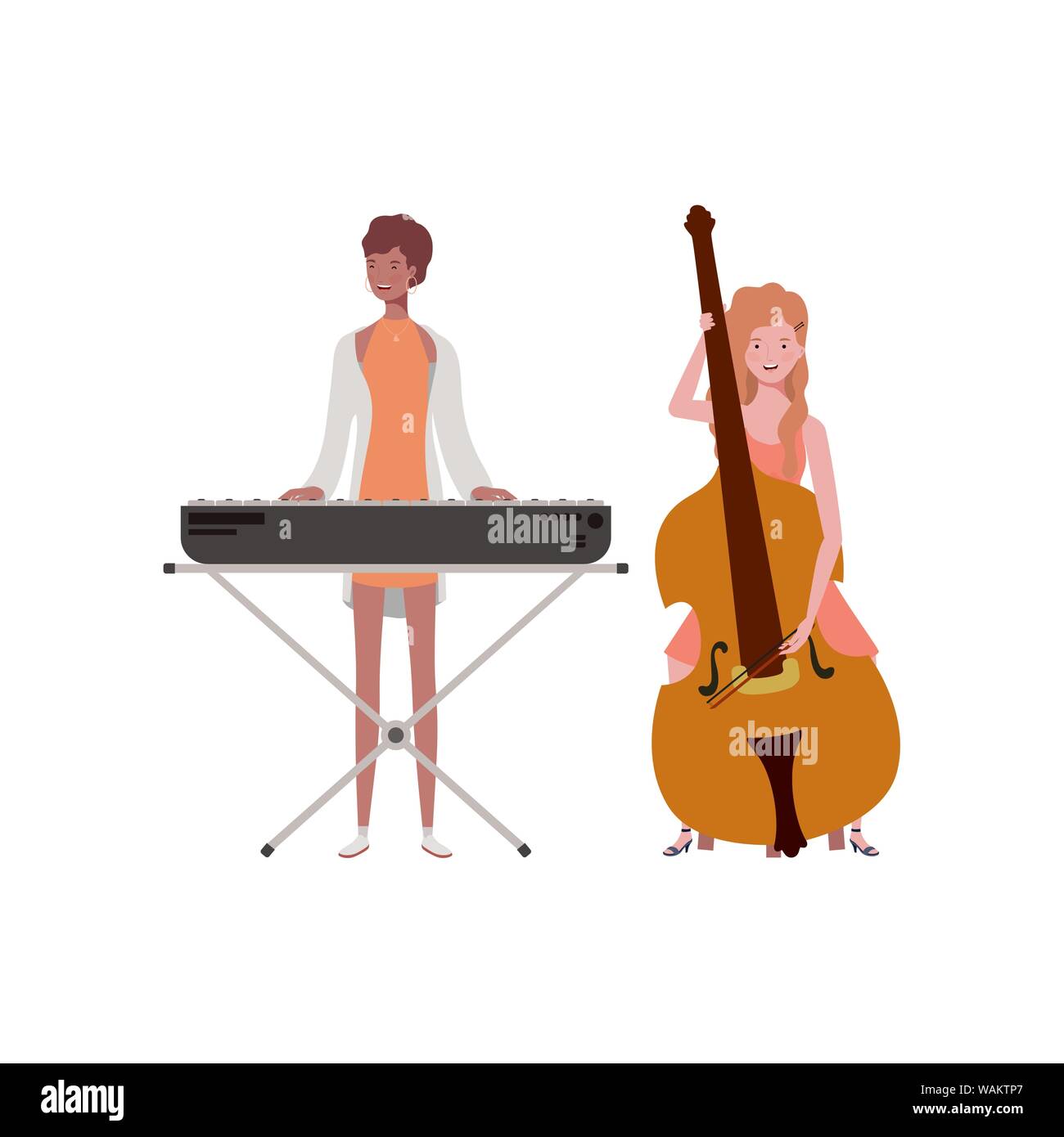 women with musicals instruments on white background Stock Vector Image ...