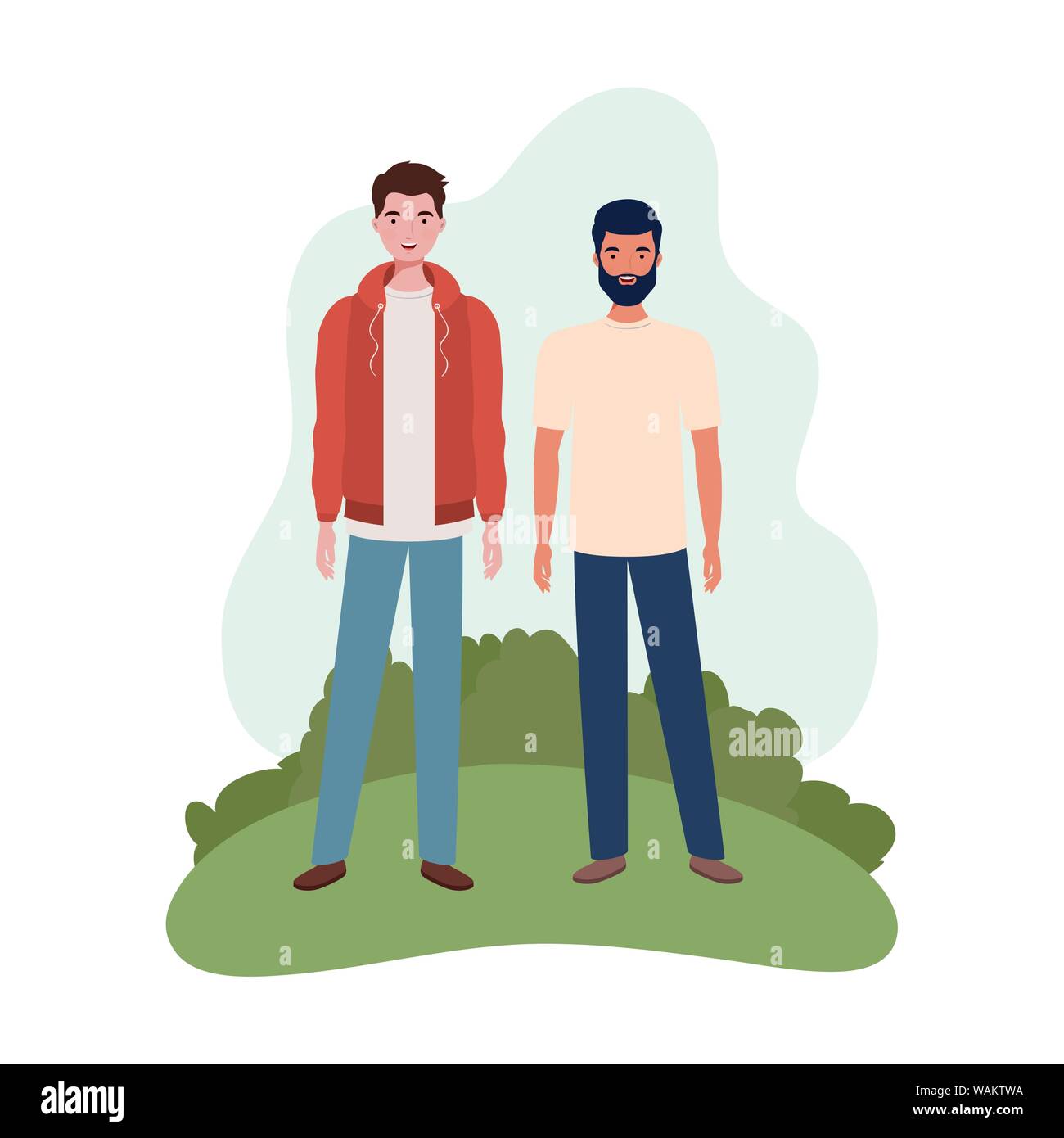 young men standing with landscape background Stock Vector Image & Art ...