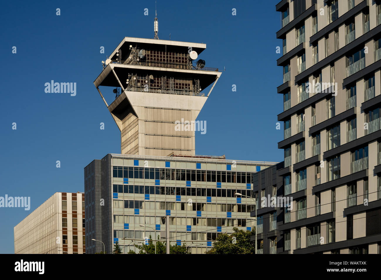 The view on the telecommunication building, CETIN, Telecom in Prague ...