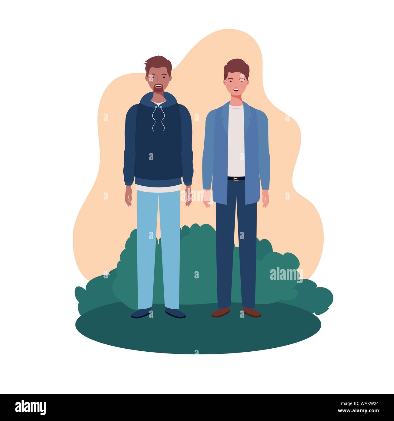 young men standing with landscape background Stock Vector Image & Art ...