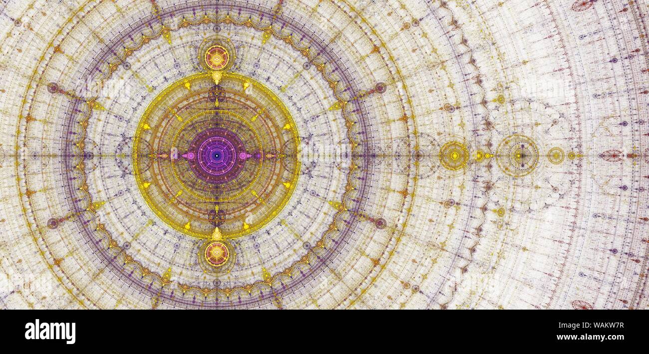 Abstract digital fractal circles compass art on the white background ...