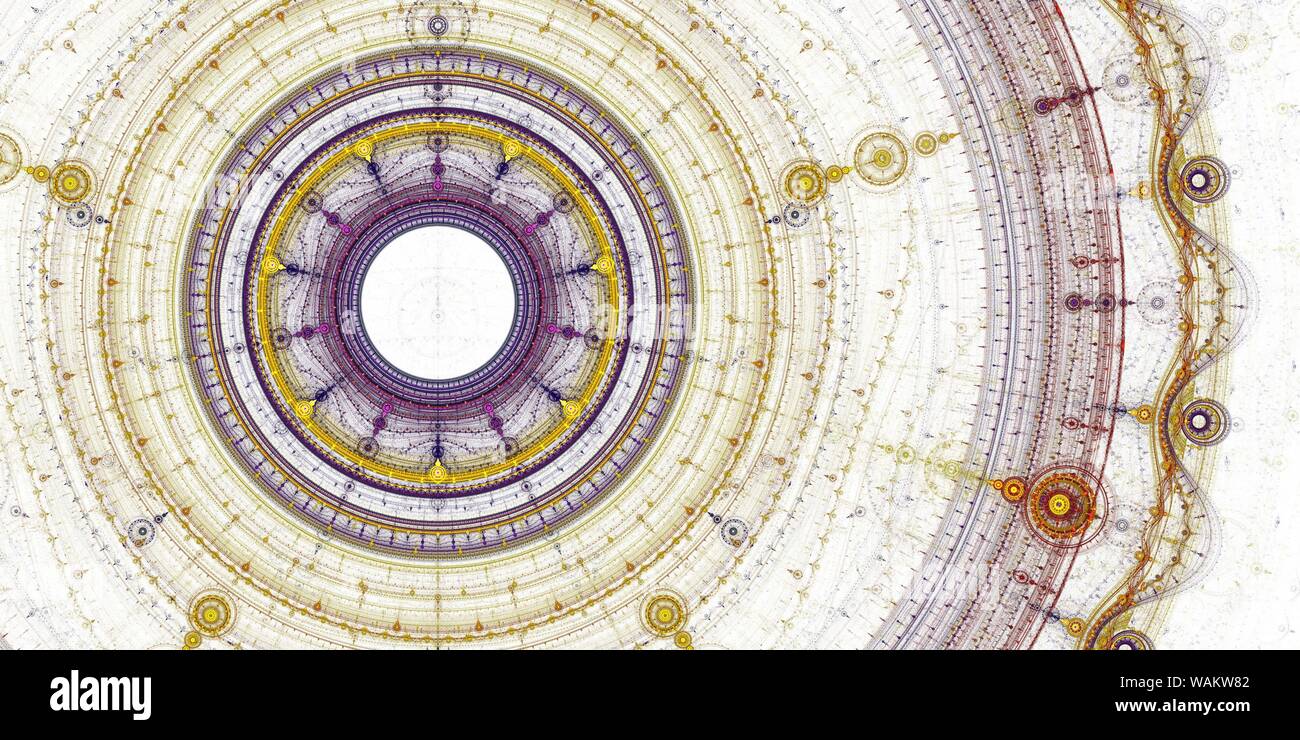 Abstract digital fractal circles compass art on the white background ...