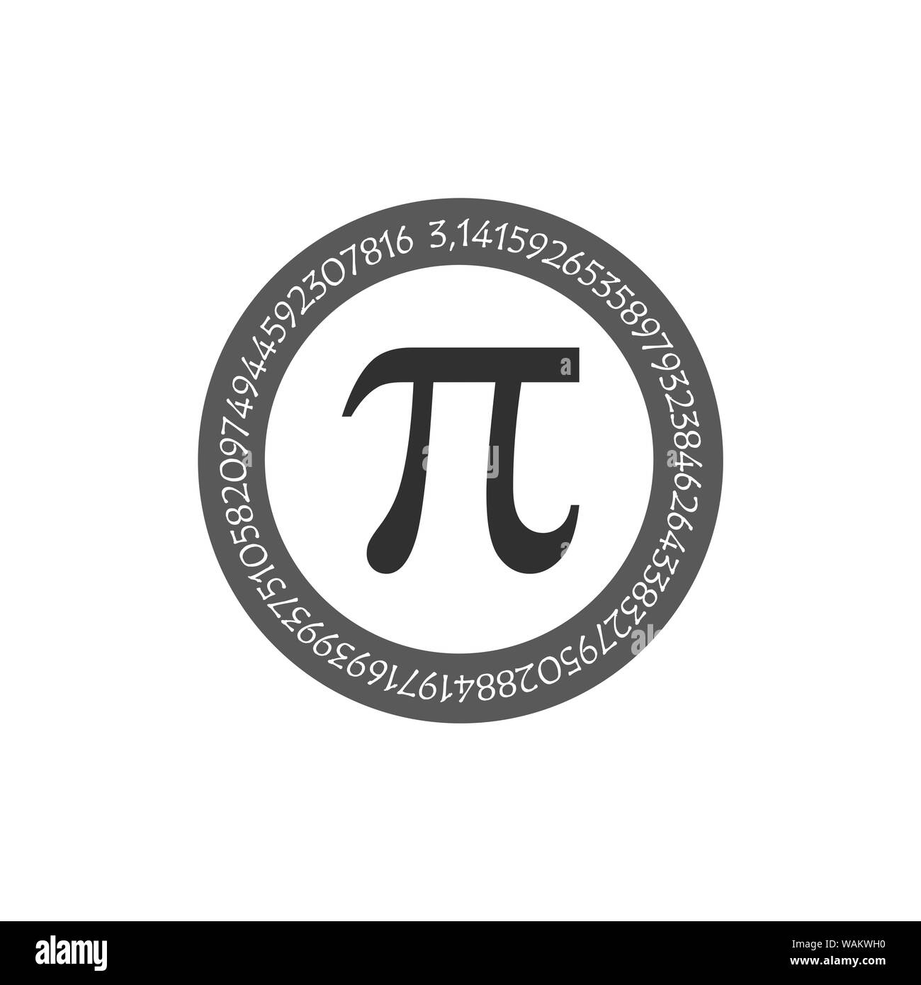 The Pi symbol mathematical constant irrational number on circle, greek ...