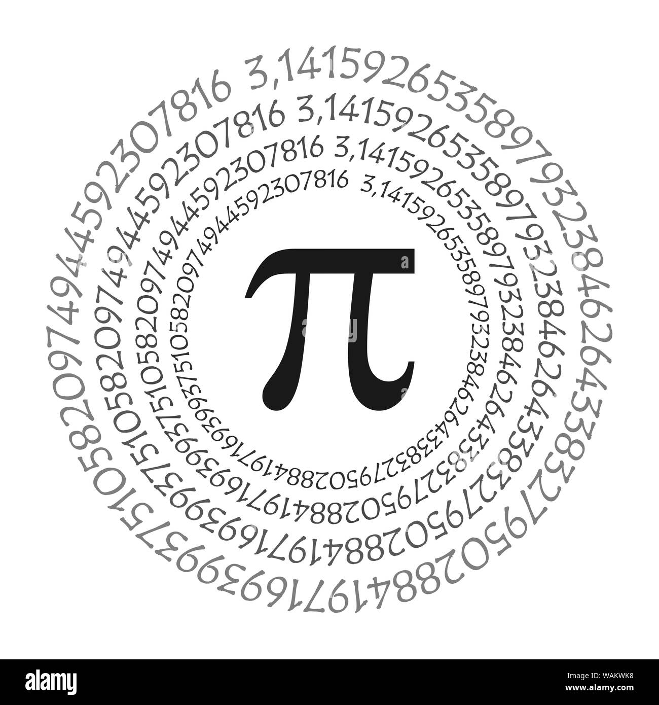 The Pi symbol mathematical constant irrational number on circle, greek ...