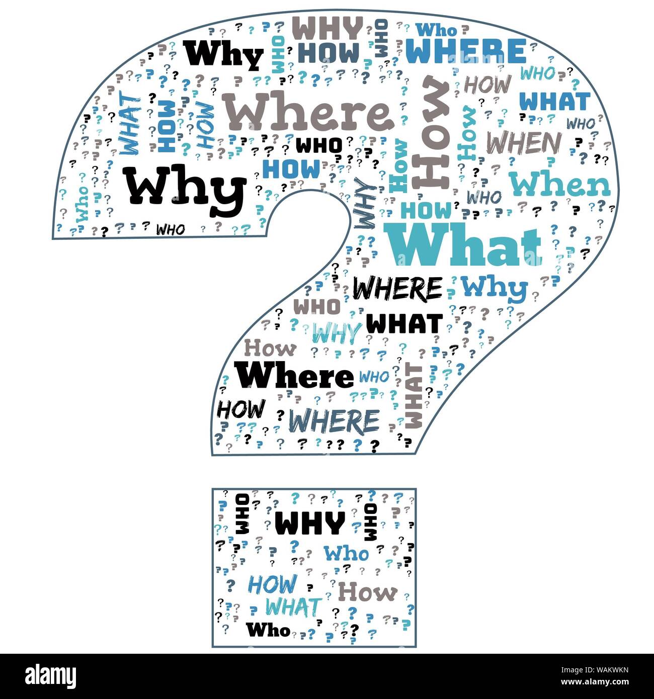 Word Cloud - Who, What, Where, When, Why and How on white background ...