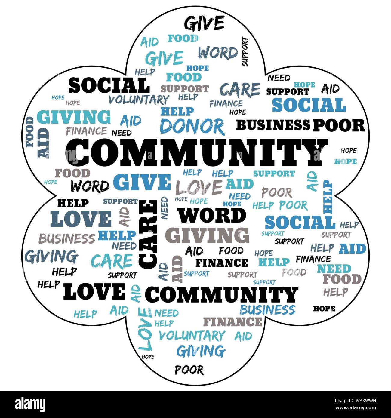Community word cloud, social concept background Stock Photo - Alamy