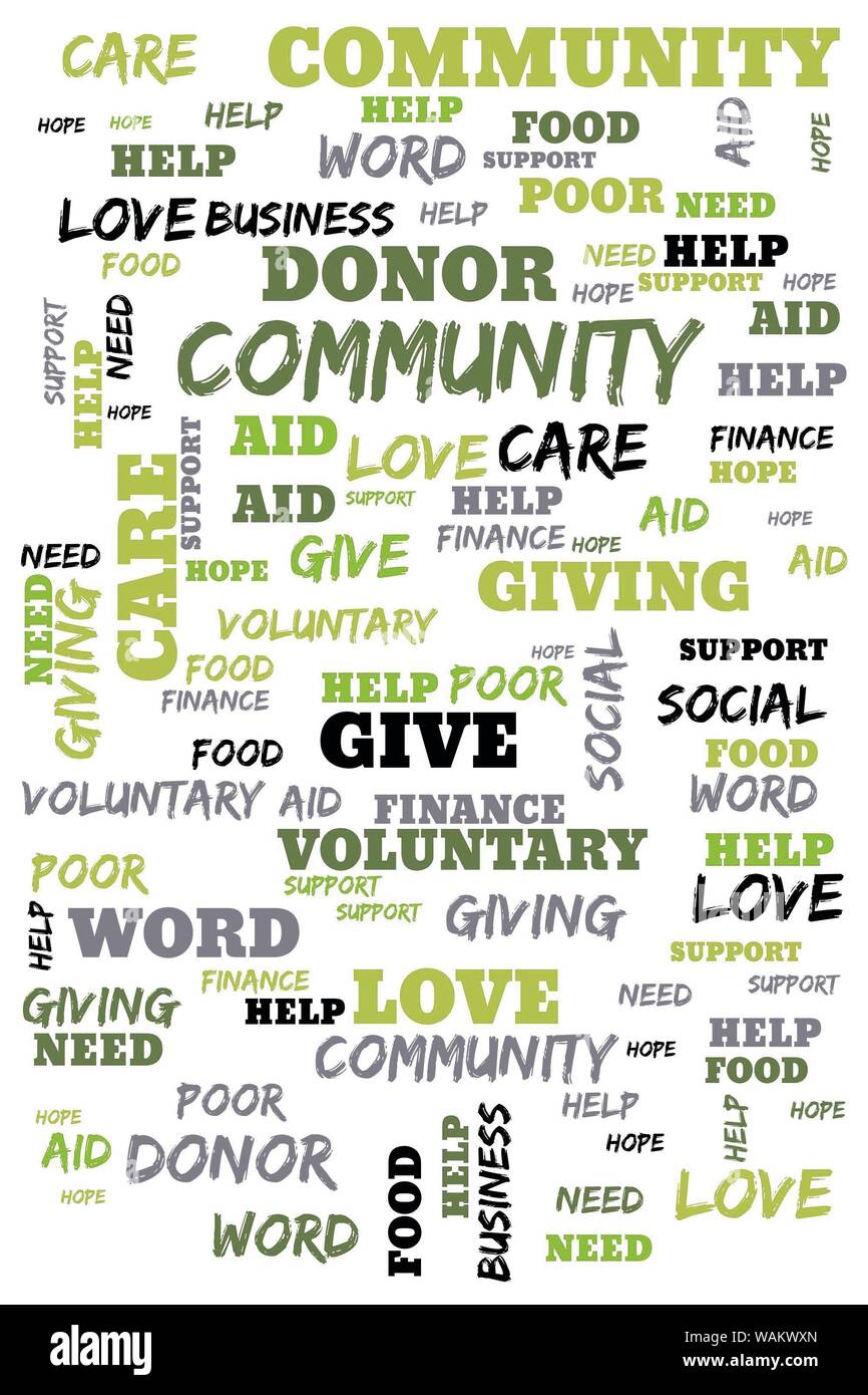 Community word cloud, social concept background Stock Photo - Alamy
