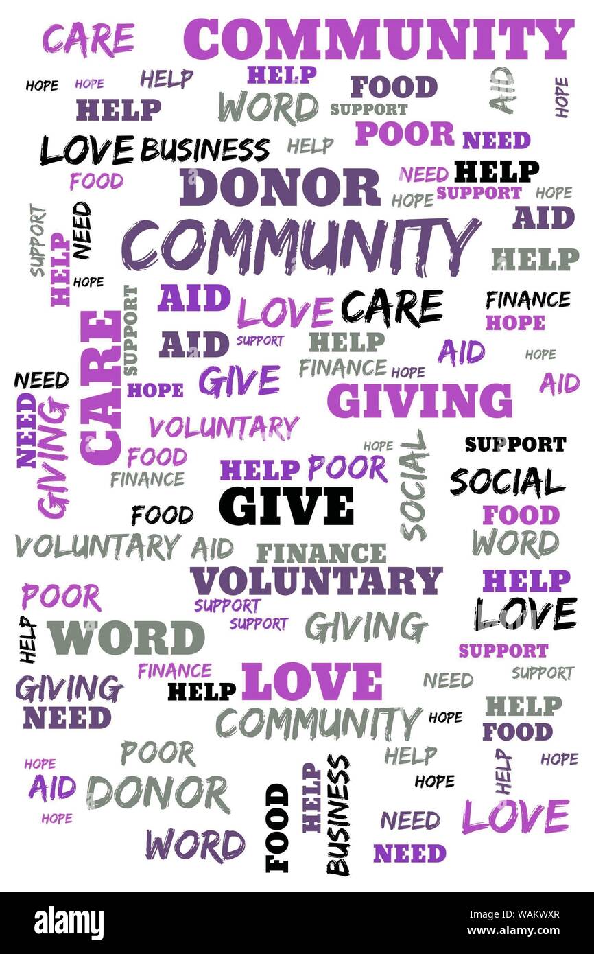 Community word cloud, social concept background Stock Photo - Alamy