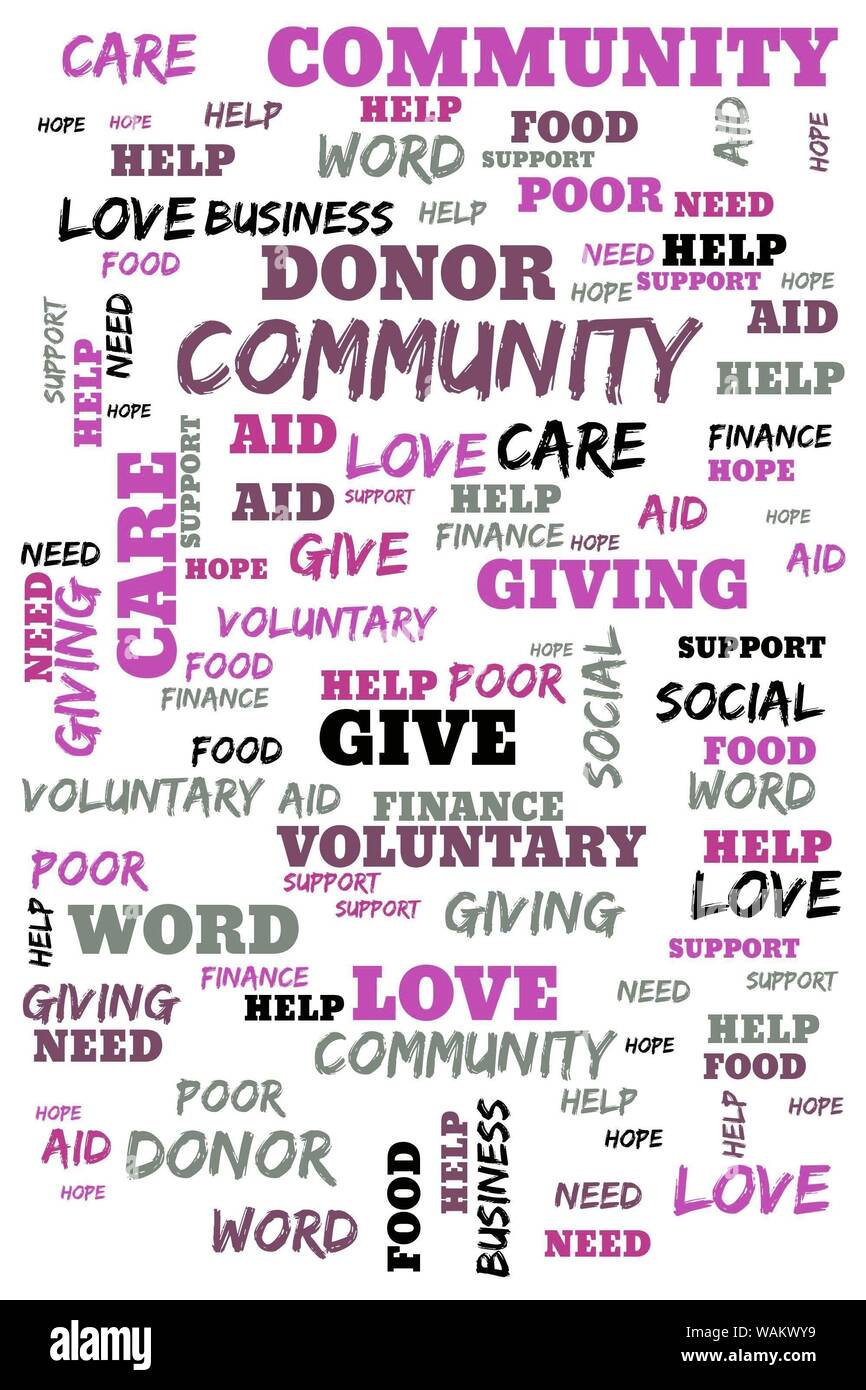 Community word cloud, social concept background Stock Photo - Alamy
