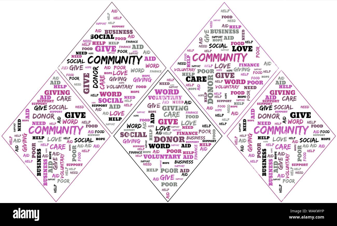 Community word cloud, social concept background Stock Photo - Alamy