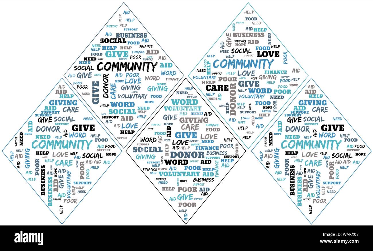 Community word cloud, social concept background Stock Photo - Alamy