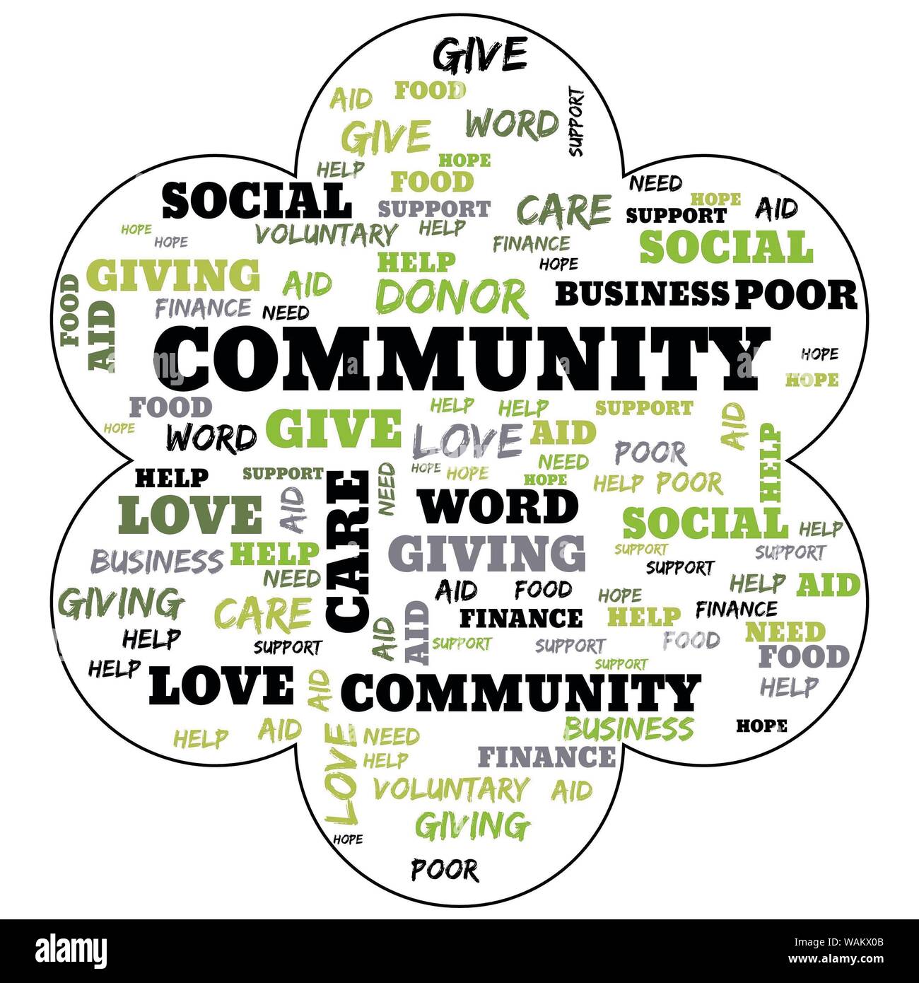 Community word cloud, social concept background Stock Photo - Alamy