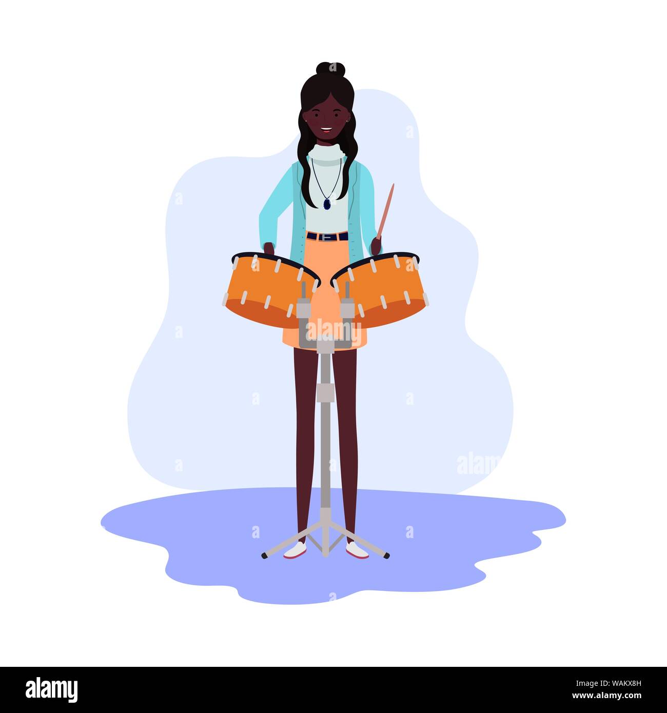 young woman with timpani on white background Stock Vector Image & Art ...