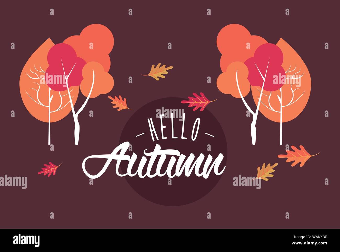 Hello autumn card with leaves cartoons Stock Vector Image & Art - Alamy