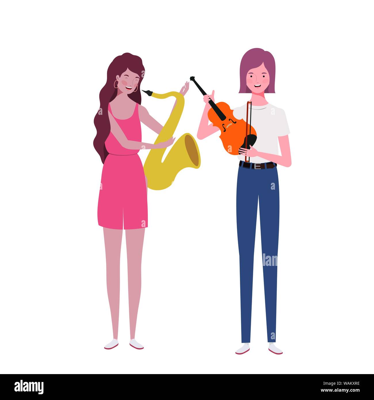 women with musicals instruments on white background Stock Vector Image ...