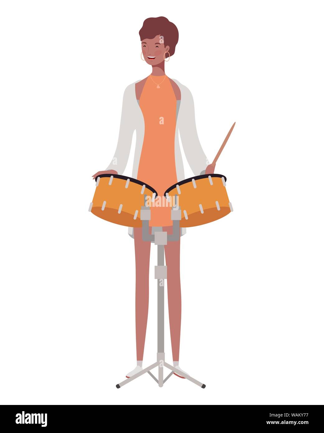 young woman with timpani on white background Stock Vector Image & Art ...