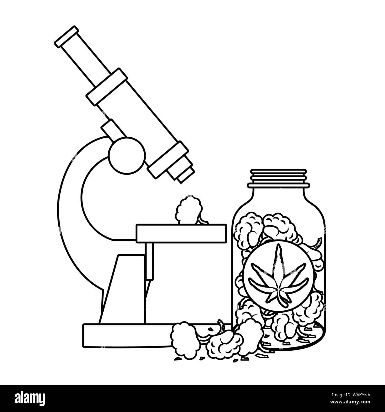 cannabis martihuana sativa hemp cartoon in black and white Stock Vector ...