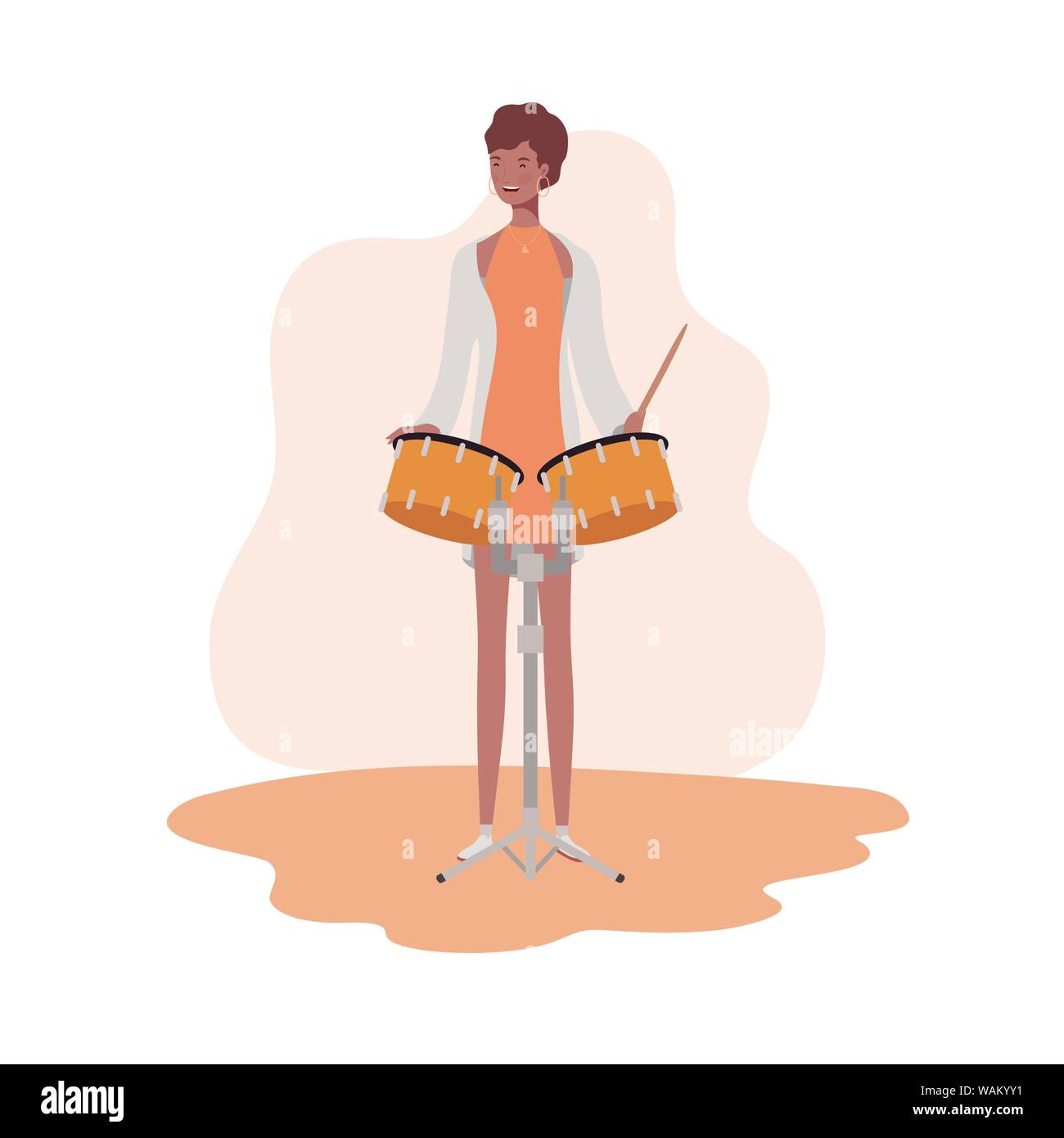 young woman with timpani on white background Stock Vector Image & Art ...