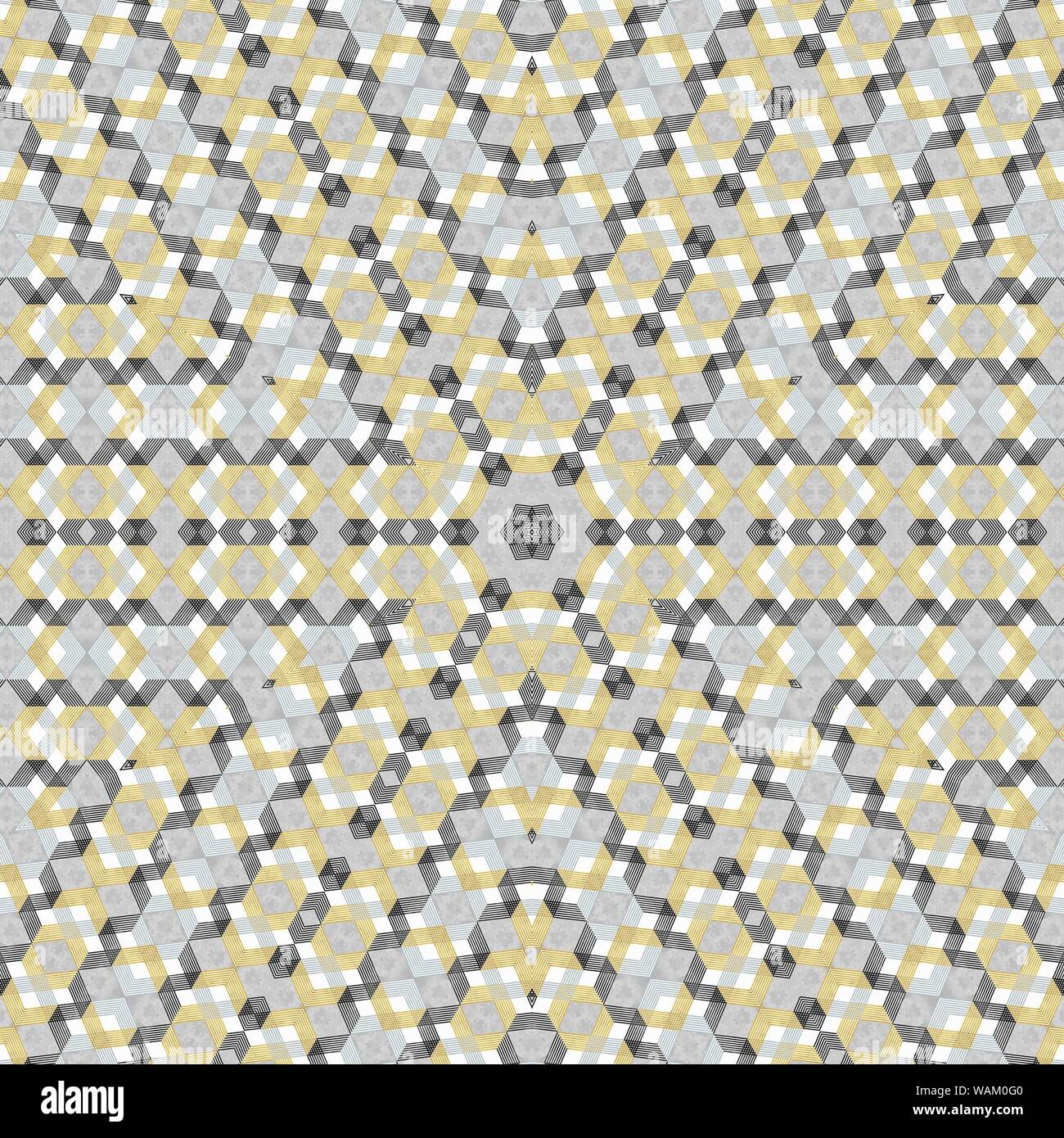 Abstract colorful hexagon square geometric seamless pattern symmetric ...