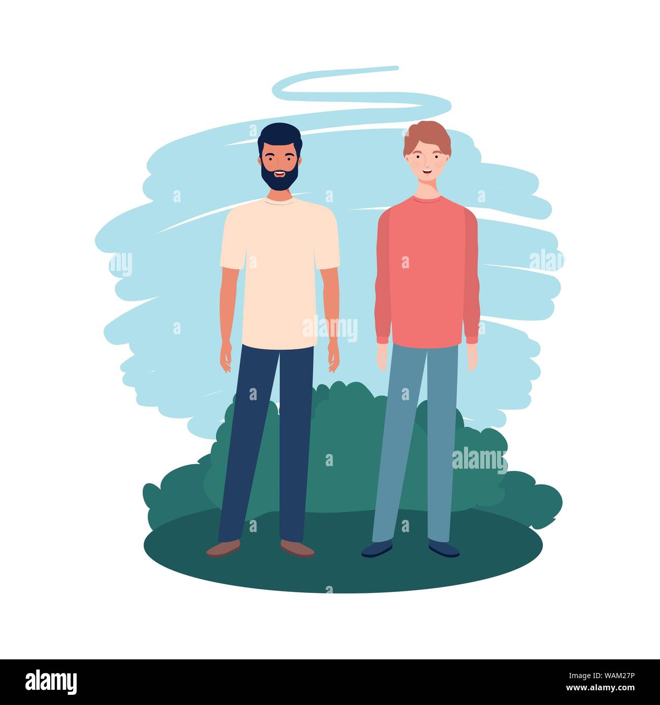 young men standing with landscape background Stock Vector Image & Art ...