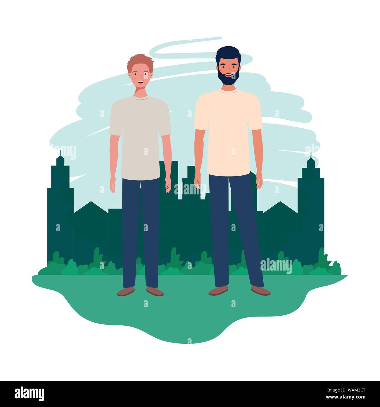 young men standing with landscape background Stock Vector Image & Art ...