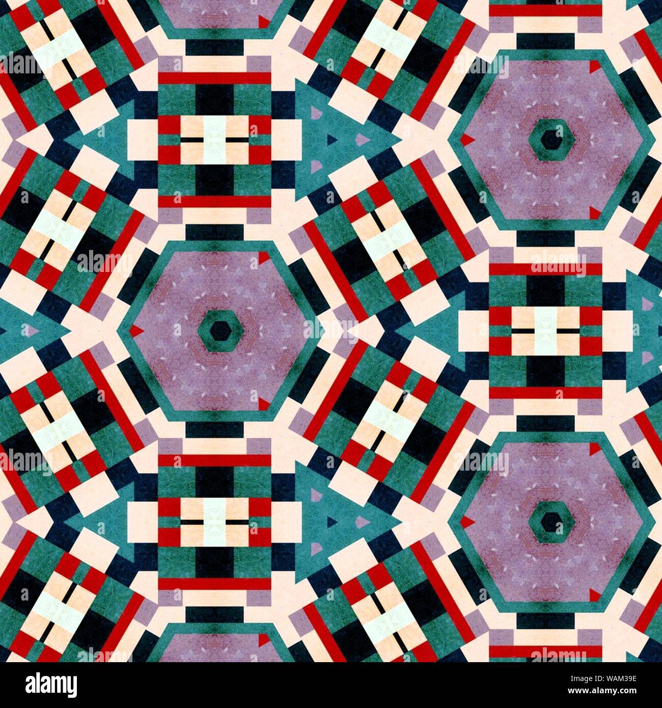 Abstract colorful hexagon square geometric seamless pattern symmetric ...