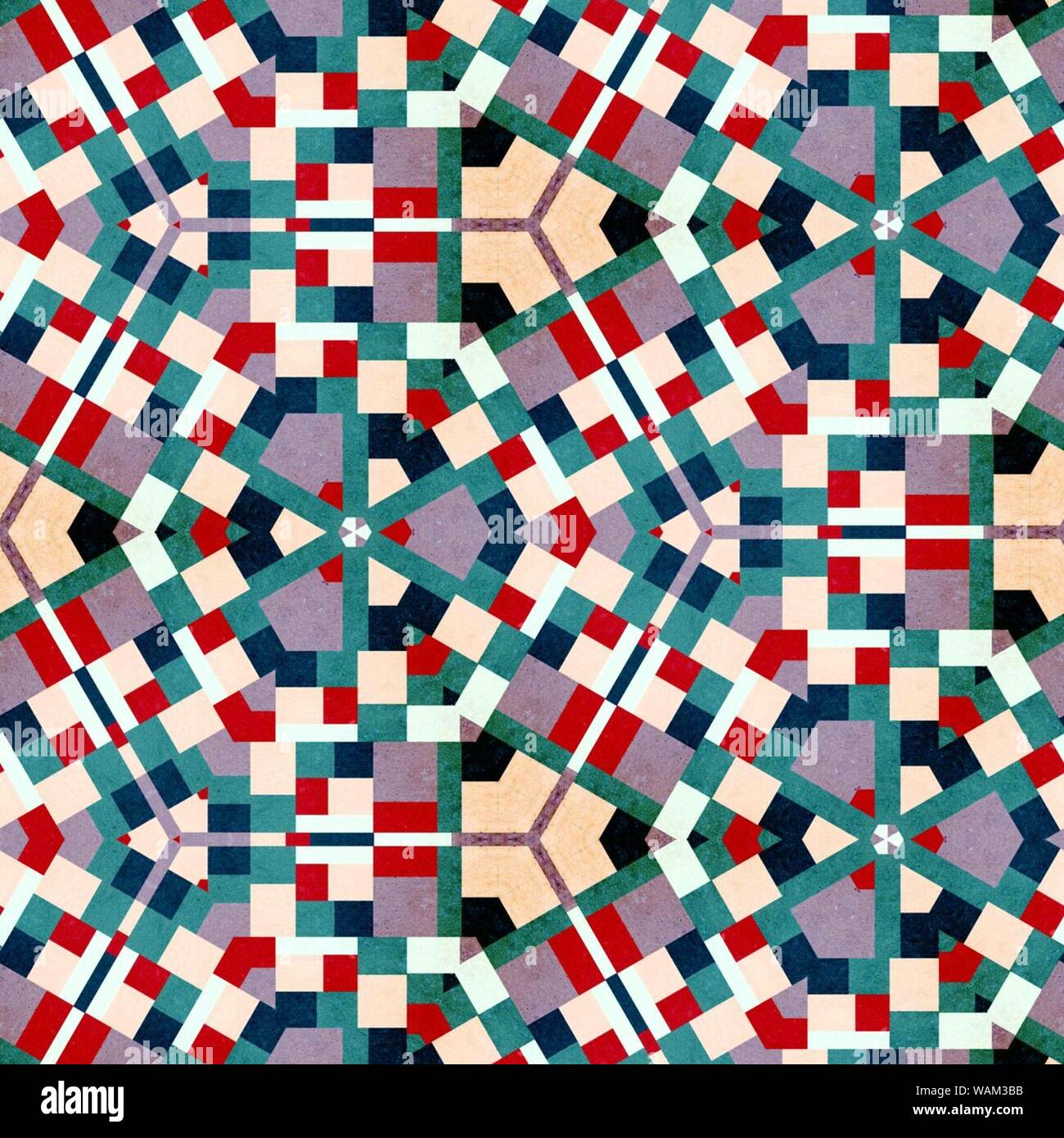 Abstract colorful hexagon square geometric seamless pattern symmetric ...