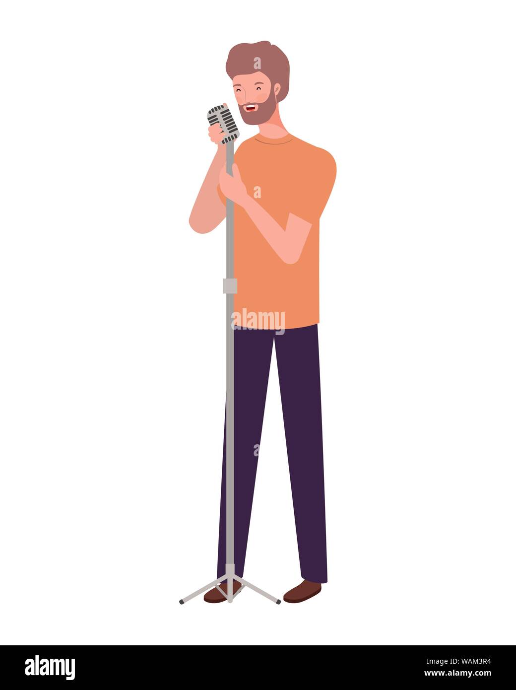 young man with microphone on white background Stock Vector Image & Art ...