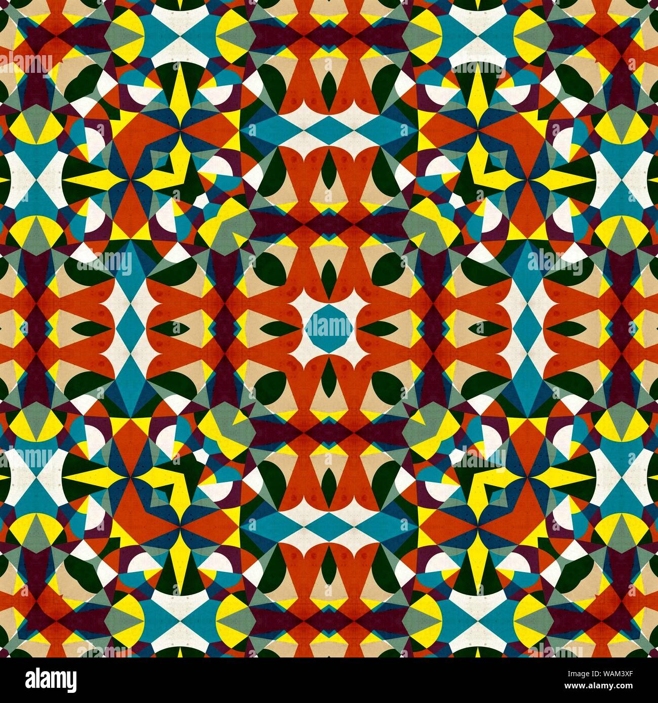 Abstract colorful hexagon square geometric seamless pattern symmetric ...