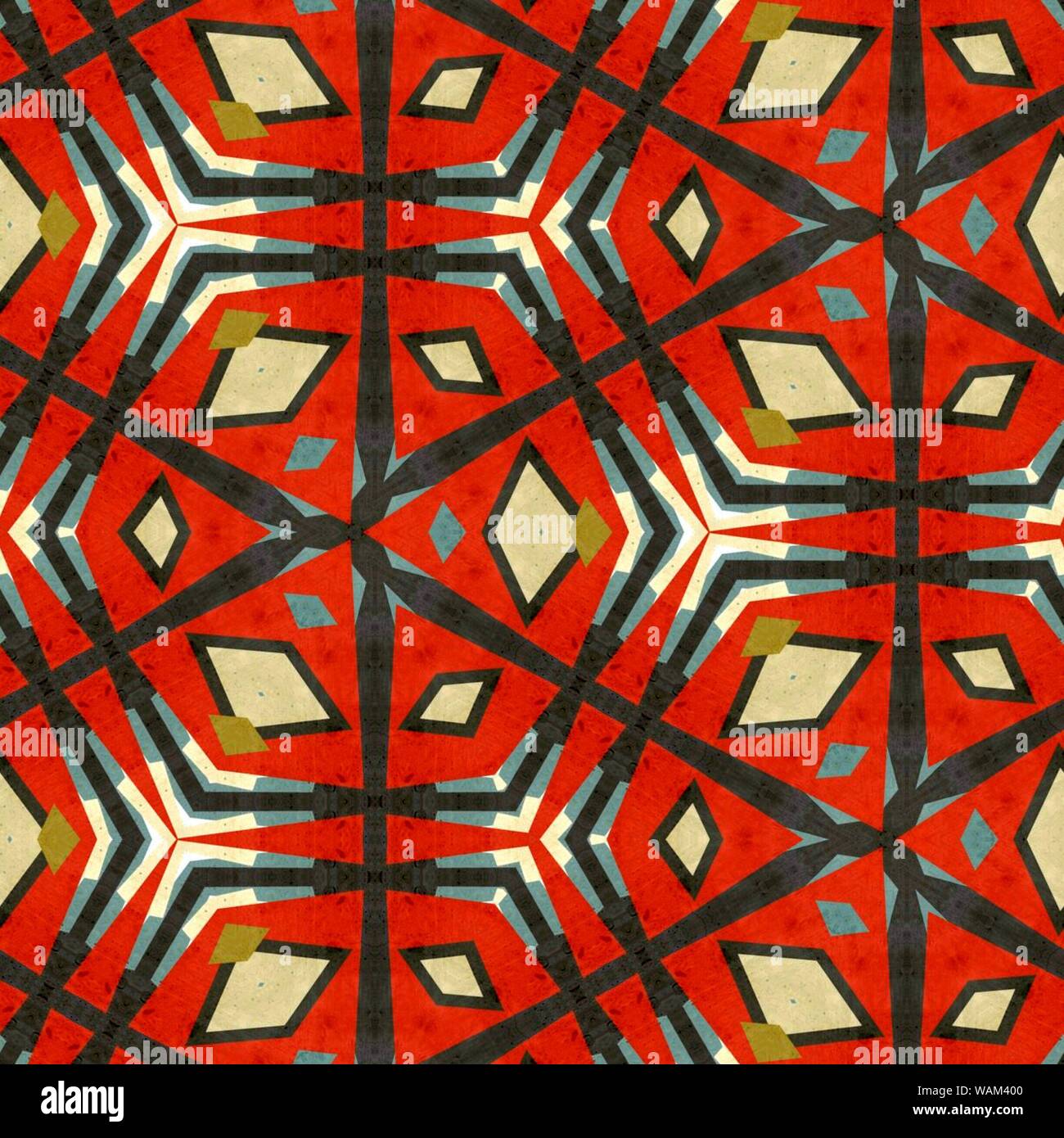 Abstract colorful hexagon square geometric seamless pattern symmetric ...