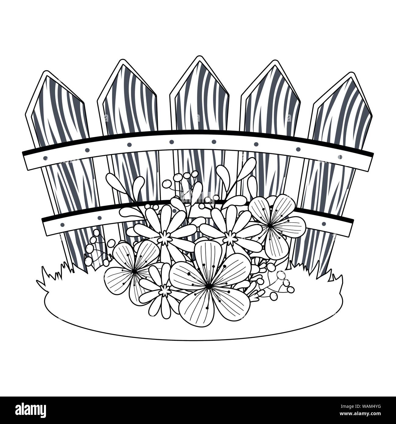 Flowers in front of fence design, floral nature plant ornament garden ...