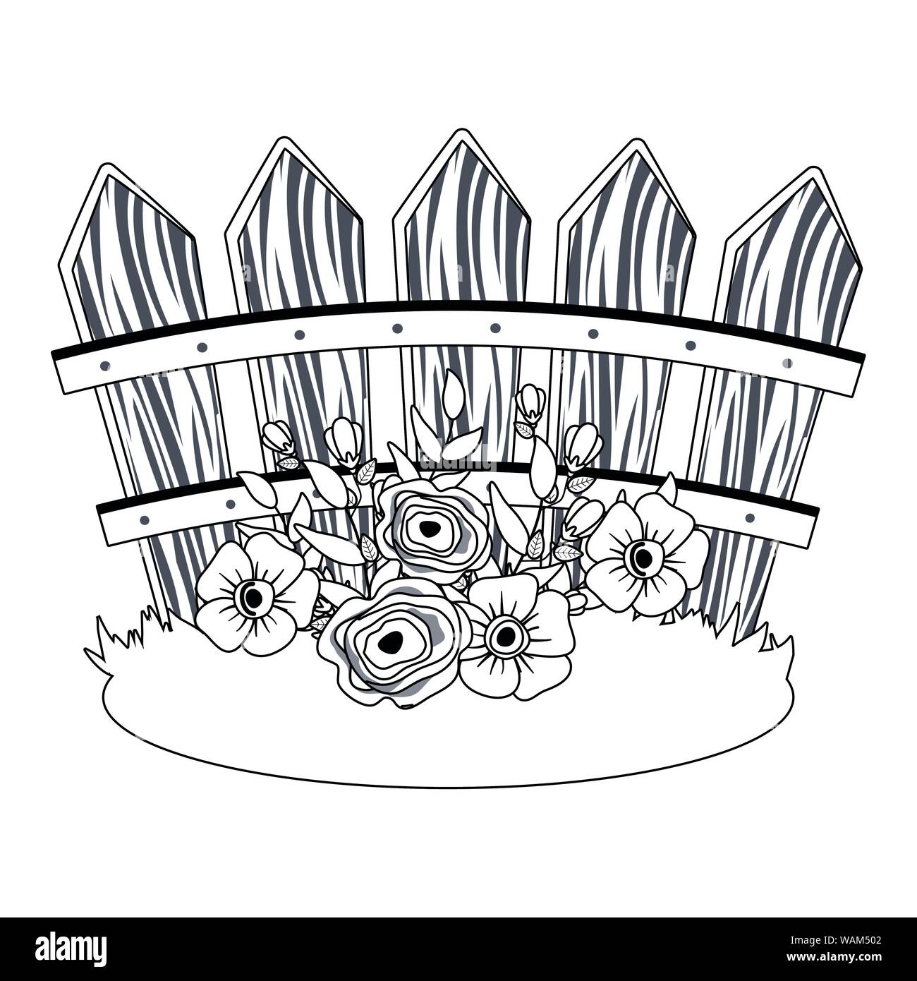 Flowers in front of fence design, floral nature plant ornament garden ...