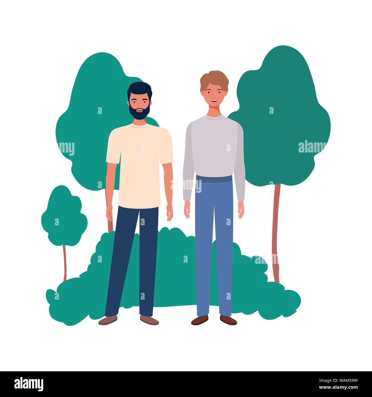 young men standing with landscape background Stock Vector Image & Art ...