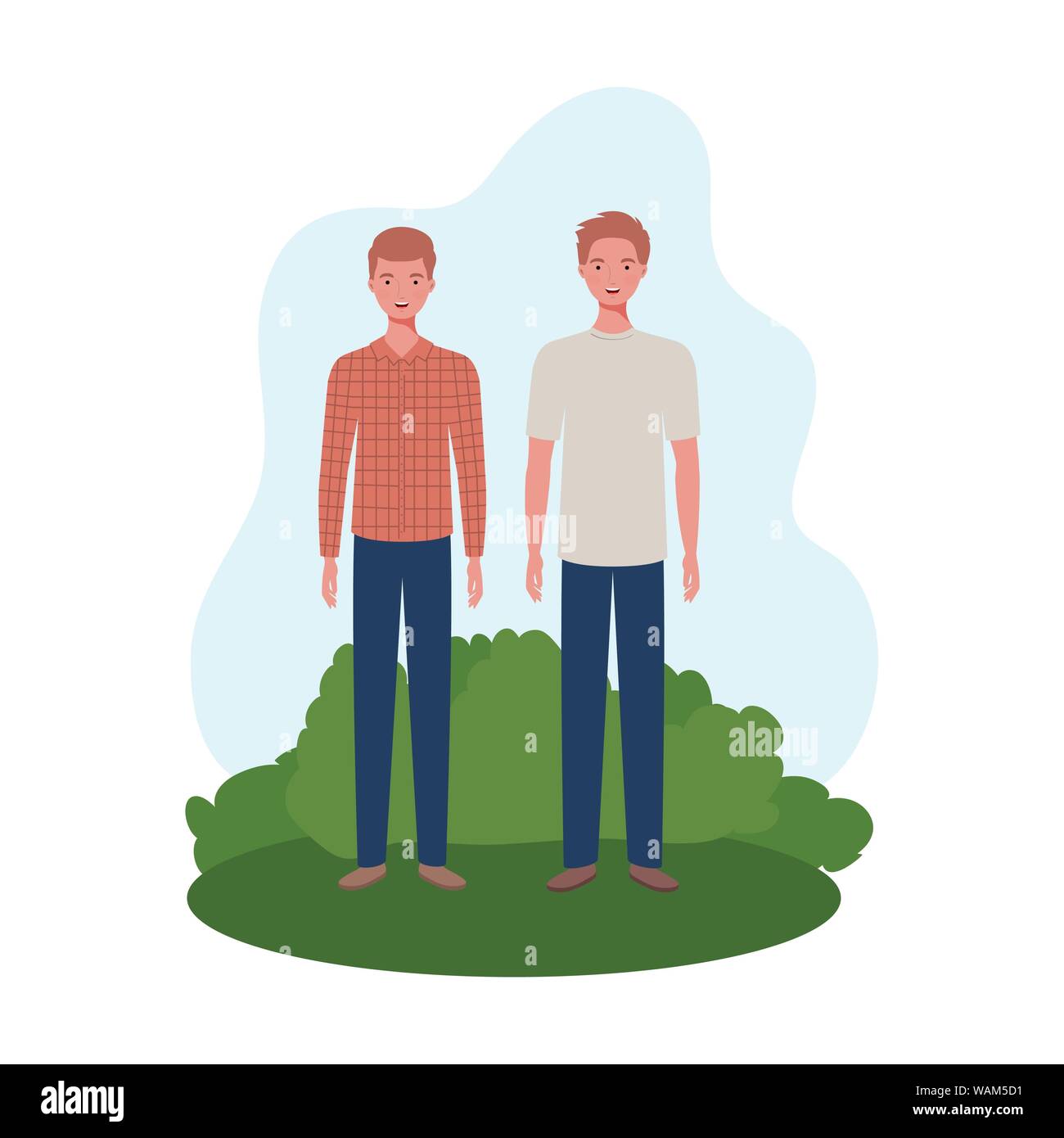 young men standing with landscape background Stock Vector Image & Art ...