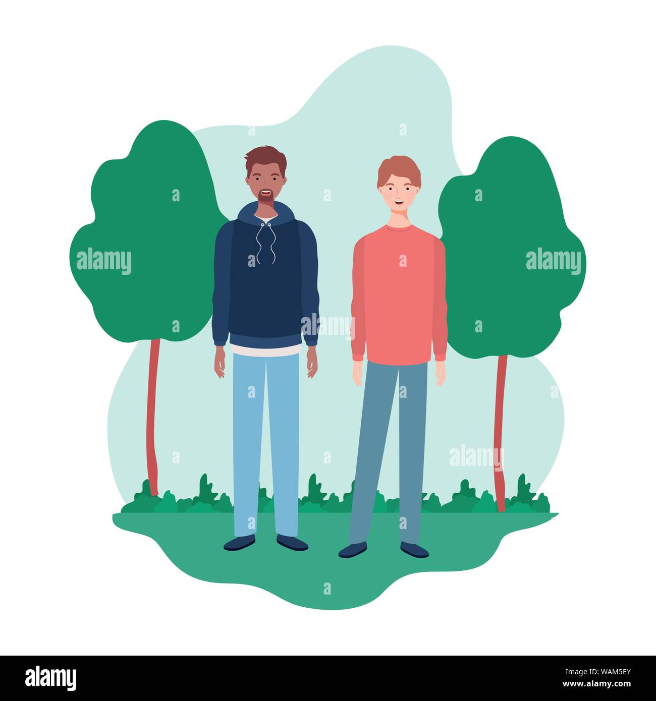 young men standing with landscape background Stock Vector Image & Art ...