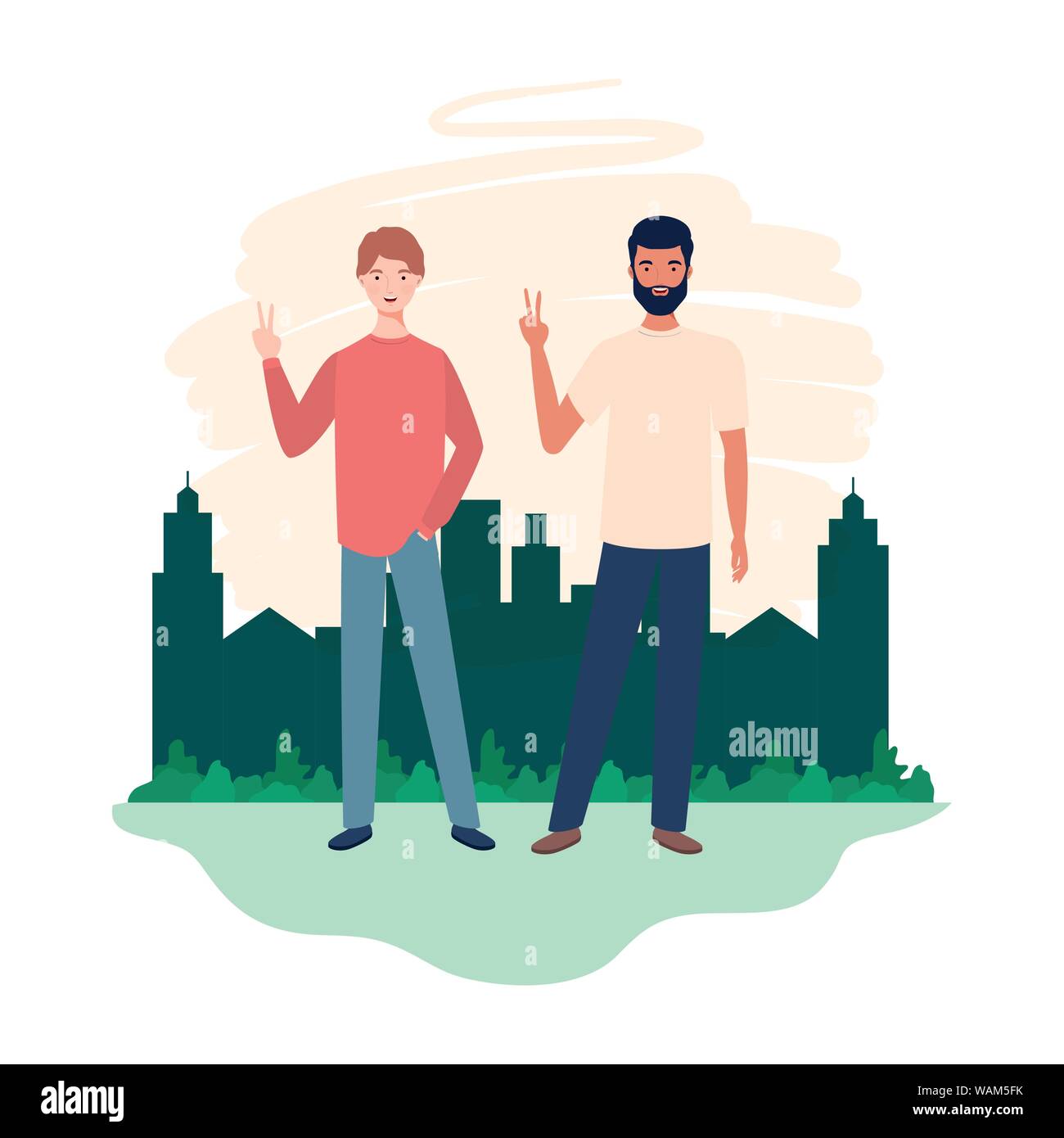 young men standing with landscape background Stock Vector Image & Art ...
