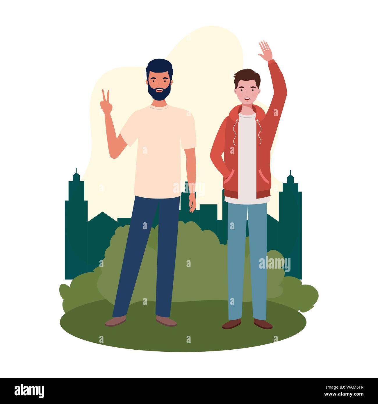 young men standing with landscape background Stock Vector Image & Art ...