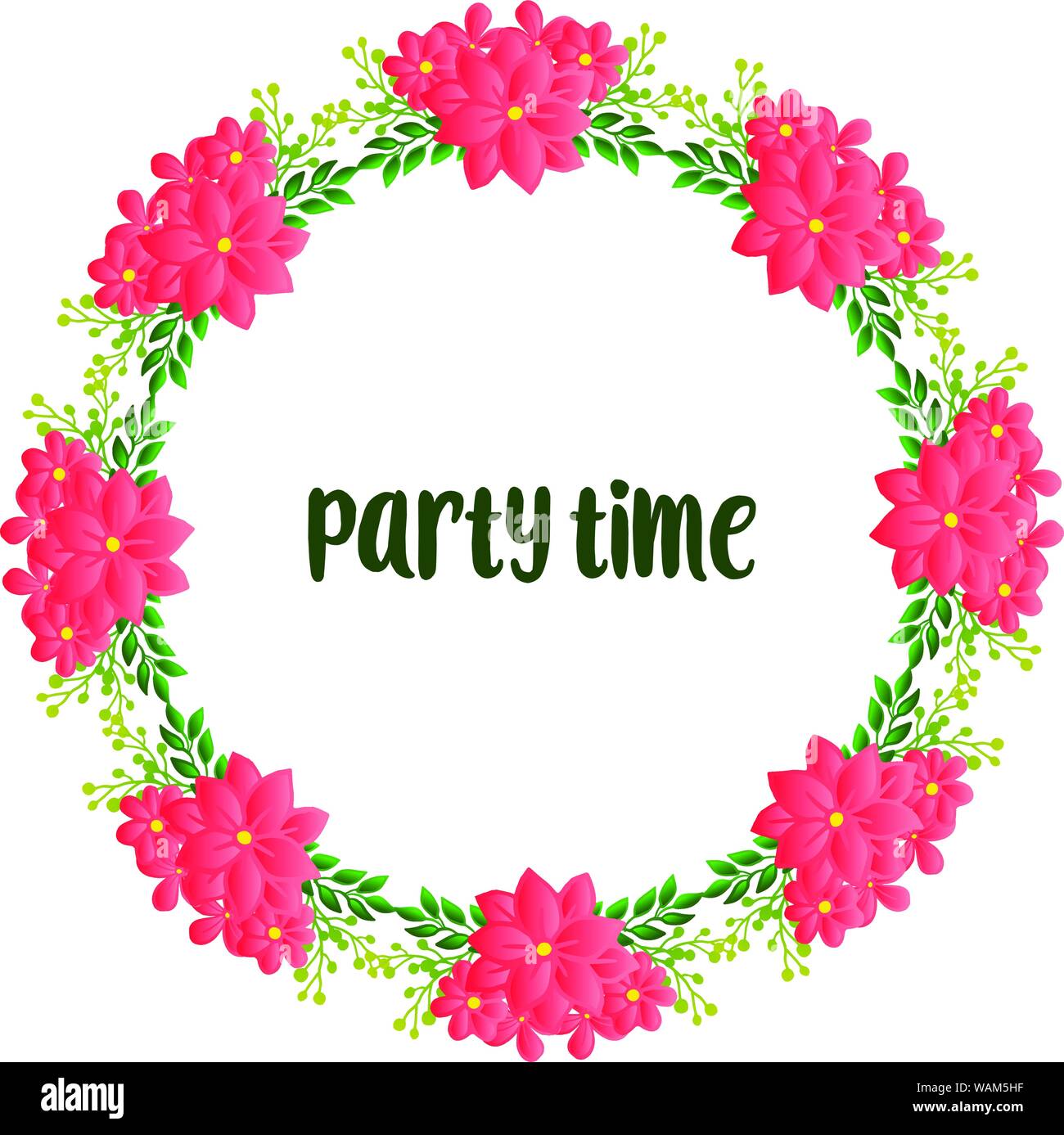 Design plant of green leaves and flower frame, for party time card ...
