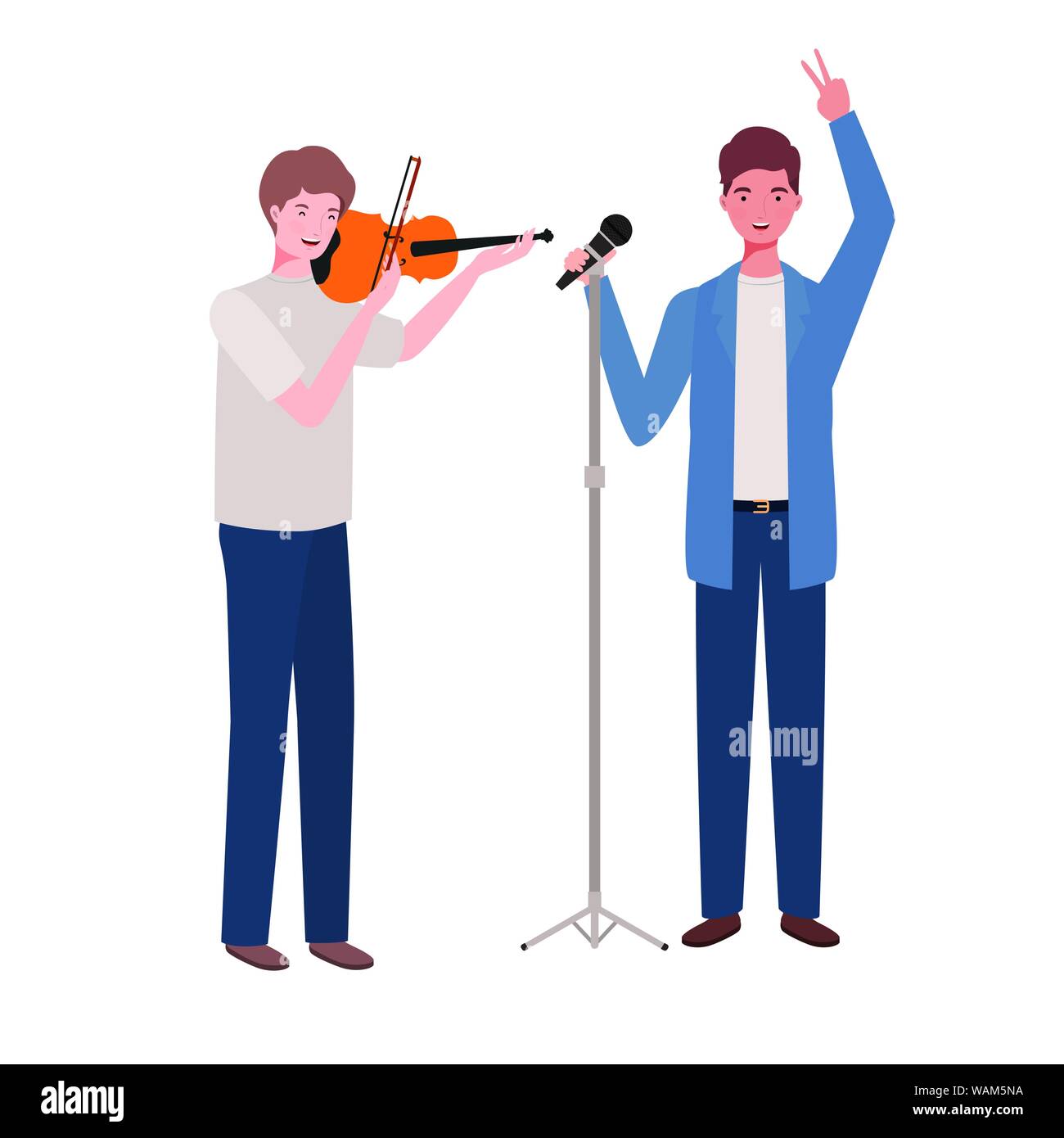 men with musicals instruments on white background Stock Vector Image ...