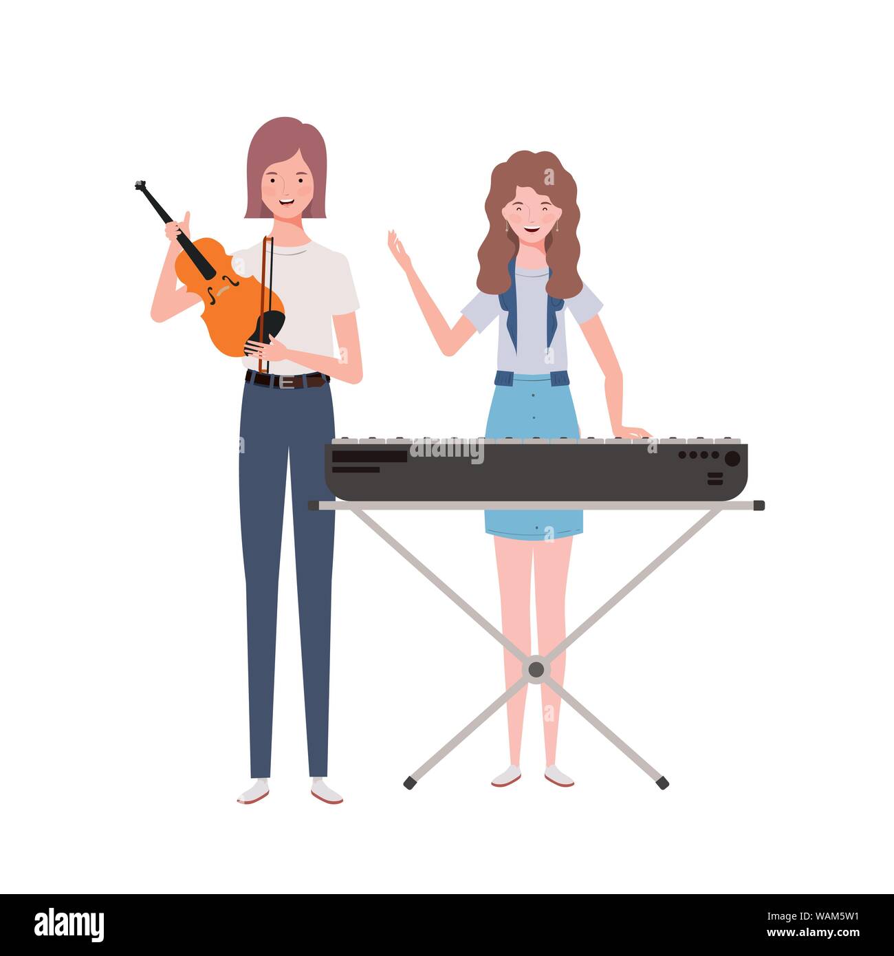 women with musicals instruments on white background Stock Vector Image ...